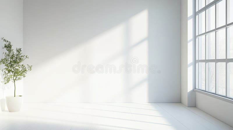 A Minimalist Photography Studio with a Single White Backdrop and Stock ...