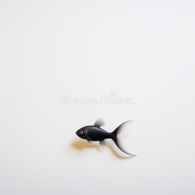 Minimalist Photography: Tiny Black Fish on White Surface Stock ...