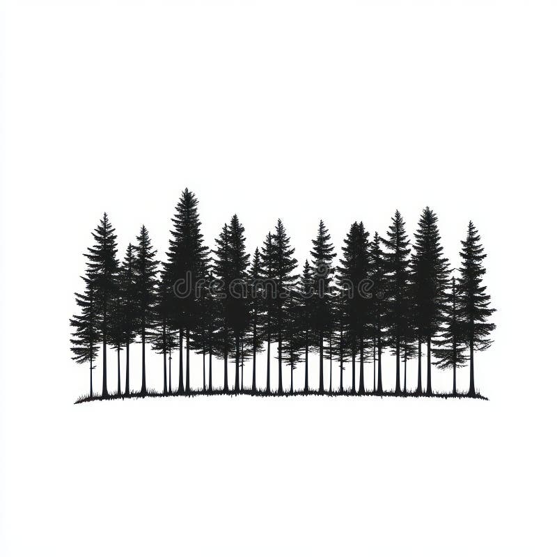 Minimalist Pine Tree Line: Sticker Design Transparent Background Stock ...