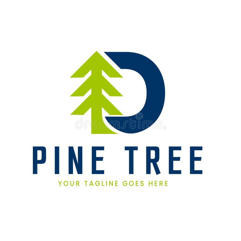 Minimalist Pine Tree Logo with Letter D Simple Vector Design for Nature ...