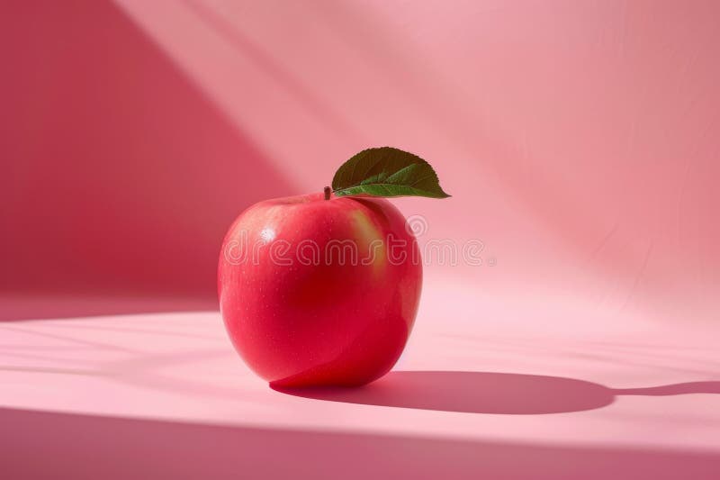 Minimalist Pink Apple with Soft Shadow on Pastel Backdrop Stock Image ...