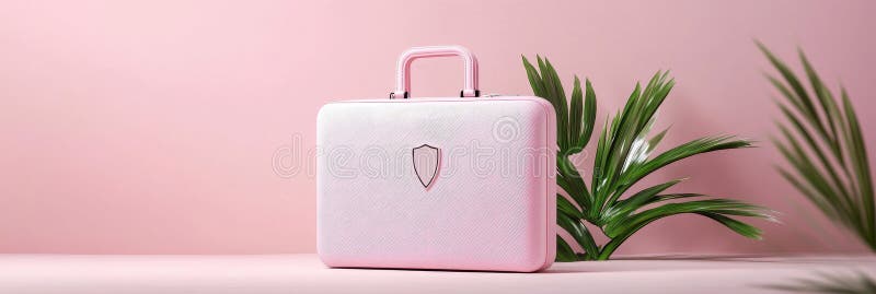A Minimalist Pink Briefcase with a Shield Emblem Symbolizing Security ...