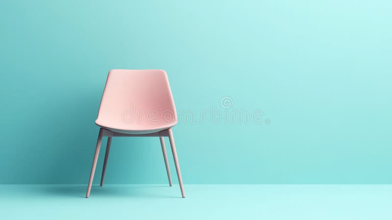 Minimalist Pink Chair Against a Blue Wall Backdrop, Modern Interior ...
