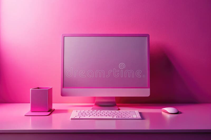 A Minimalist Pink Computer a Study in Simple Design and Rule of Thirds ...