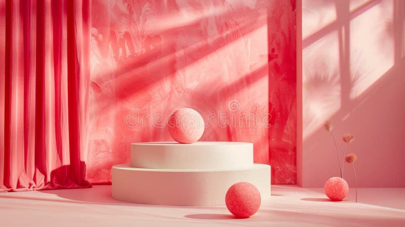 Minimalist Pink Decor with Spheres Stock Image - Image of minimalism ...