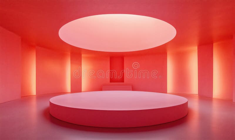 Minimalist Pink Interior Design Featuring Circular Platform and ...