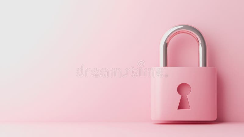 Minimalist Pink Lock with Silver Shackle on Soft Pink Background ...