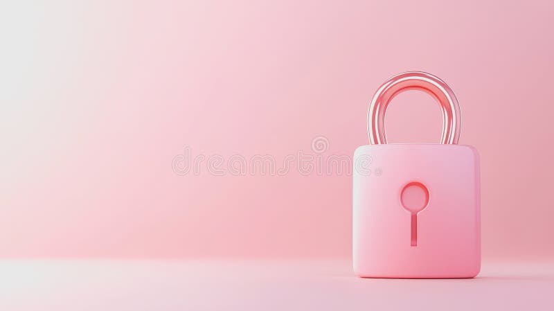 Minimalist Pink Padlock on Soft Pink Background Symbolizing Security ...