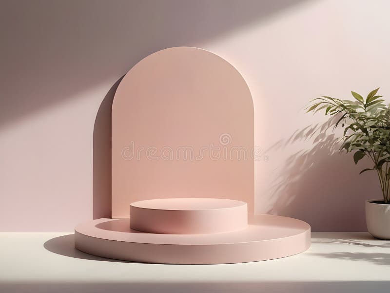 Minimalist Product Display Podium Arch Soft Pink Lighting Stock Photos ...