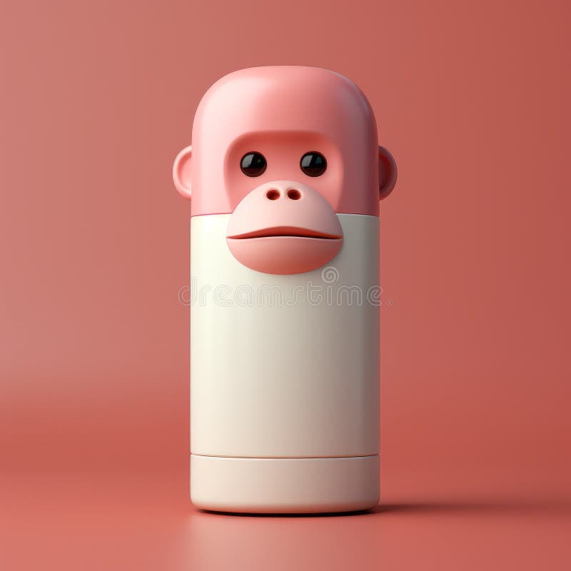 Minimalist Pink Powder Container with Monkey Head Design Stock ...