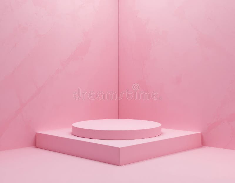 Minimalist Pink Product Display Platform in a Corner Setting for ...
