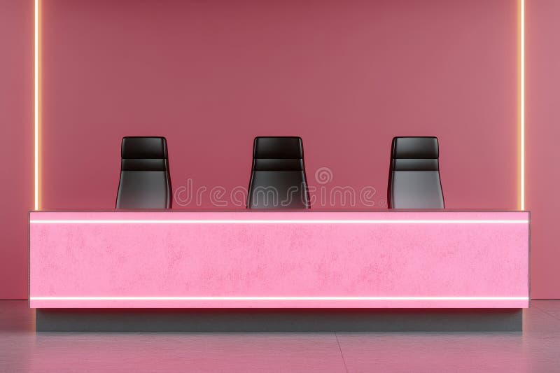Minimalist Pink Reception Desk with Modern Chairs Symbolizing ...