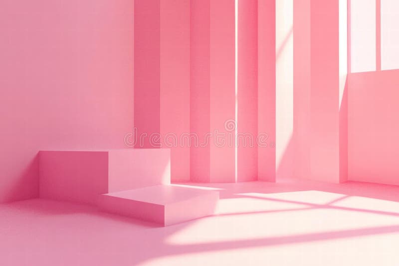 Minimalist Pink Room with Sunlight for Product Display Stock Image ...