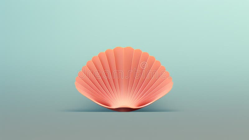 Minimalist Pink Shell on Blue Background Stock Illustration ...