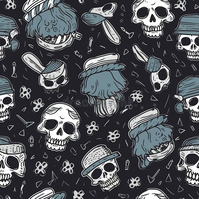Minimalist Pirate Skull Pattern, Generative AI Stock Illustration ...