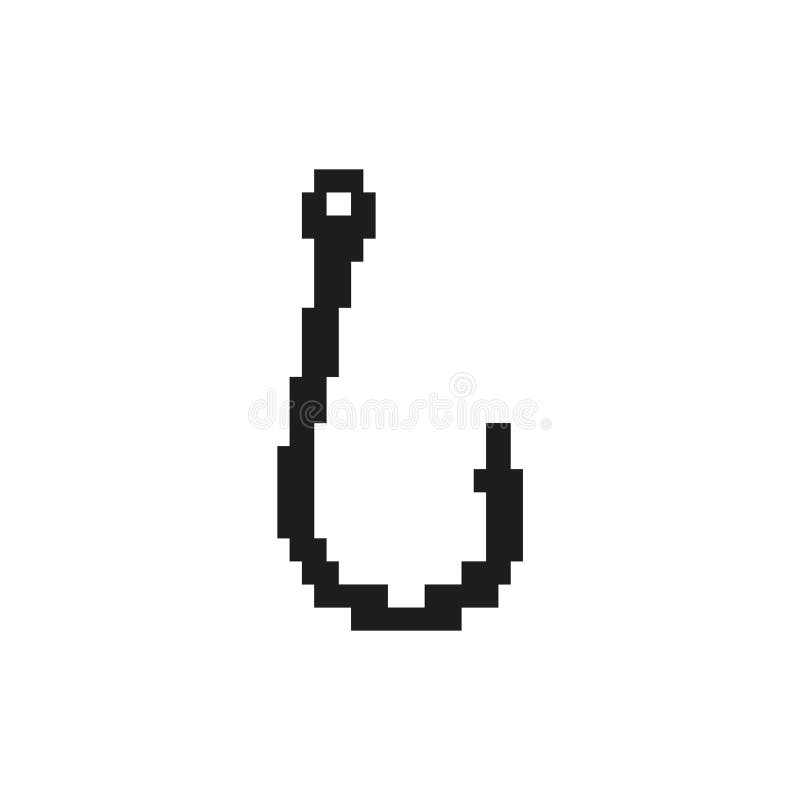 Minimalist Pixel Art Hook Design in Simple Black and White Style for ...