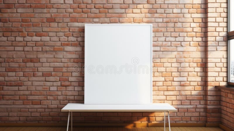 Minimalist Pixelated Poster Mockup with Window and Table Stock ...