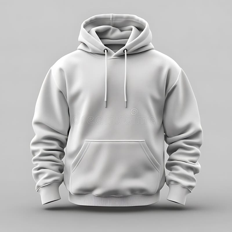 Minimalist Plain White Hoodie with Drawstrings Displayed on Neutral ...