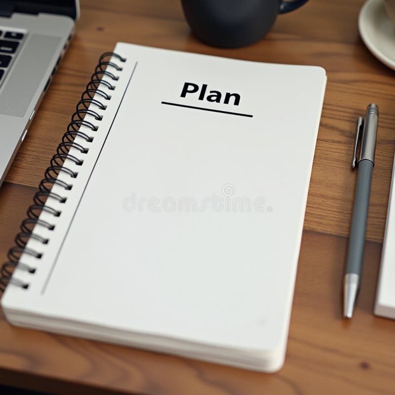Minimalist Plan Organizer on Wooden Desk Stock Illustration ...