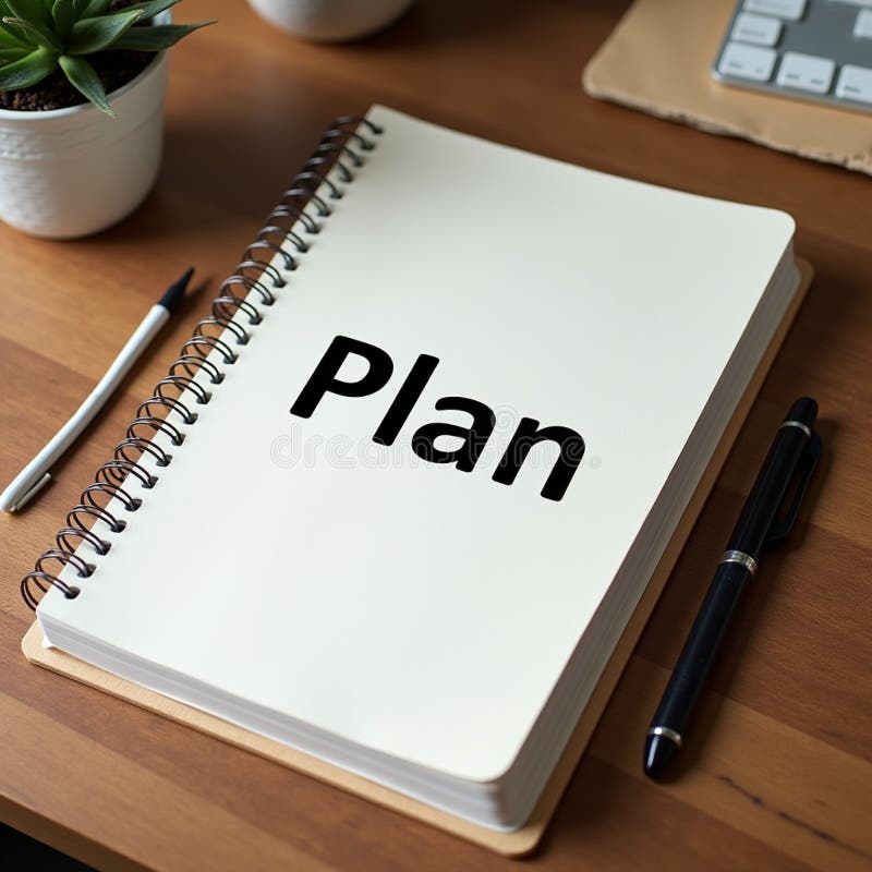 Minimalist Plan Organizer on Wooden Desk Stock Illustration ...