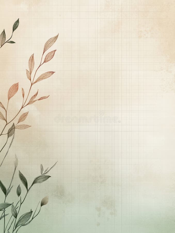 Minimalist Planner Layout with Subtle Grid Lines and Botanical Elements ...