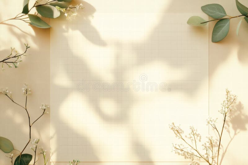 Planner Layout with Subtle Grid Lines Surrounded by Delicate Greenery ...