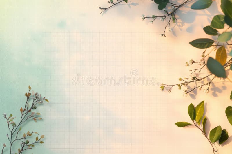 Minimalist Planner Layout Featuring Subtle Grid Lines and Botanical ...