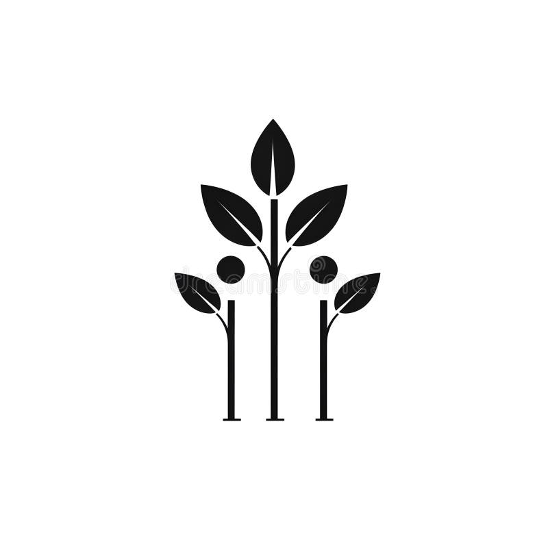 Minimalist Plant Icon with Leaves and Abstract Figures Eco-friendly ...