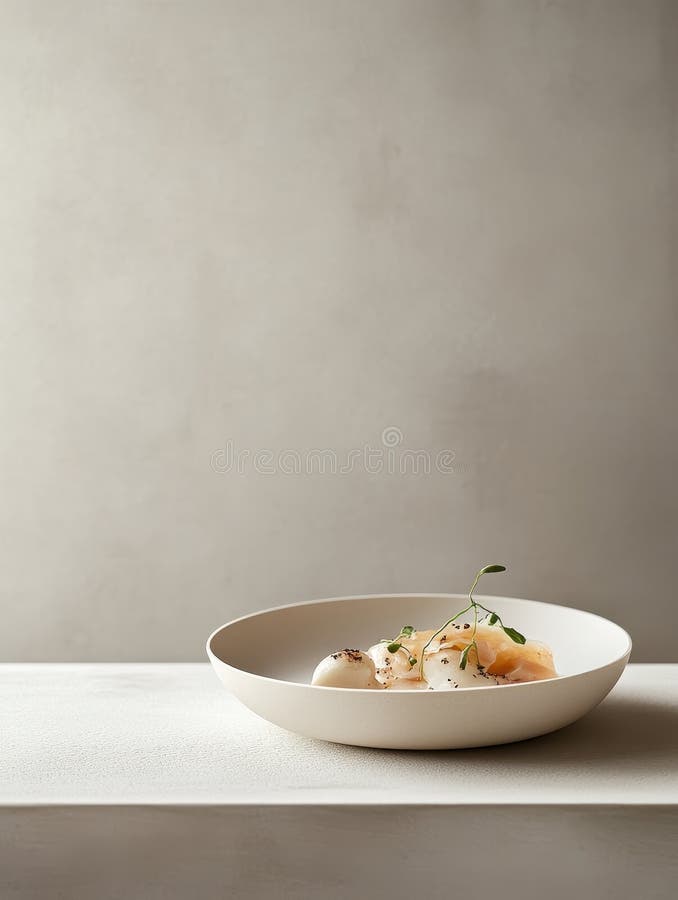 A Minimalist Plate of Food Elegantly Presented on a Simple Surface ...