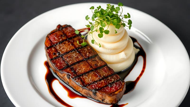A Minimalist Plating of a Seared Steak with a Smooth Mashed Potato ...