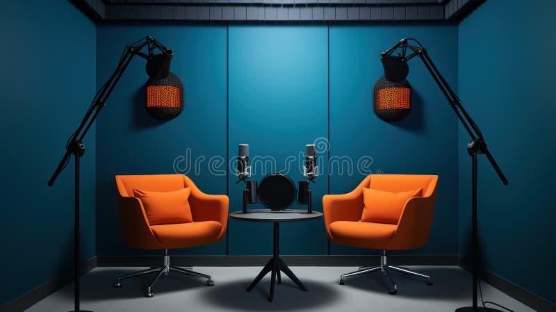 Minimalist Podcast Room Studio Background Stock Illustration ...