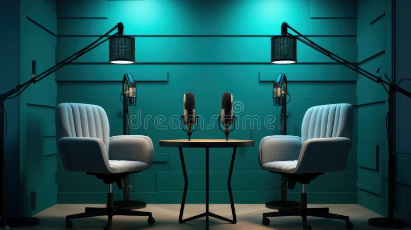 Minimalist Podcast Room Studio Background Stock Illustration ...