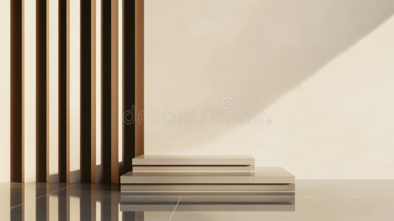 Minimalist Podium with Angular Lines and Neutral Tones Stock ...