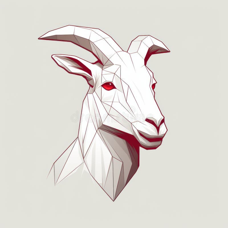 Minimalist Polygonal Goat Head Design with Bold Lines Stock ...