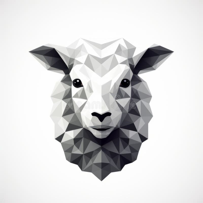 Minimalist Polygonal Sheep Head on White Background Stock Illustration ...
