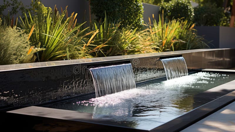 Minimalist Pool Water Feature Stock Illustration - Illustration of ...