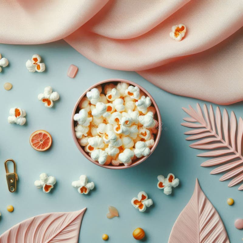 Minimalist Popcorn Background, Top View for National Popcorn Day ...
