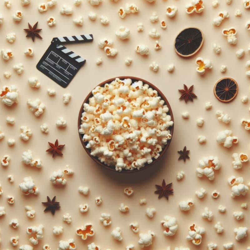 Minimalist Popcorn Background, Top View for National Popcorn Day ...