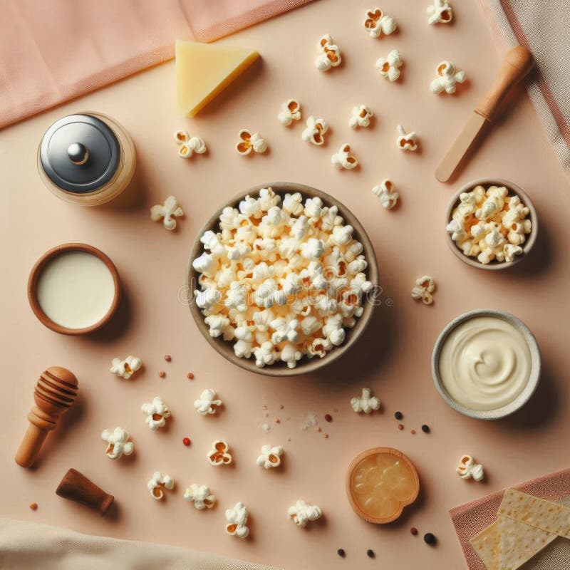 Minimalist Popcorn Background, Top View for National Popcorn Day ...