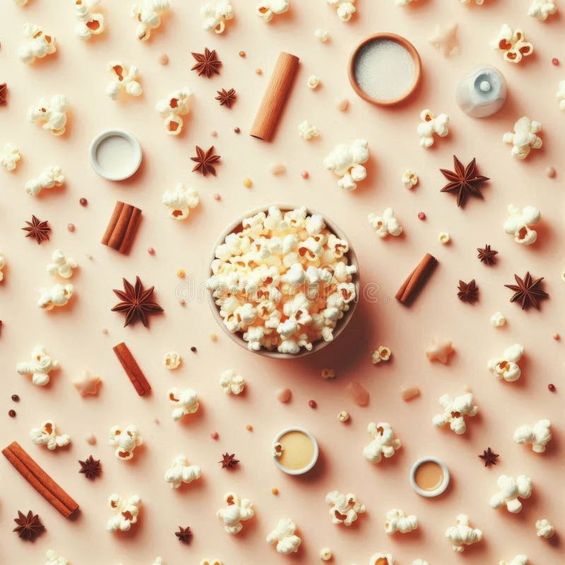 Minimalist Popcorn Background, Top View for National Popcorn Day ...