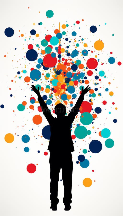 Minimalist Portrait of a Man on a White Background with Vibrant Colors ...