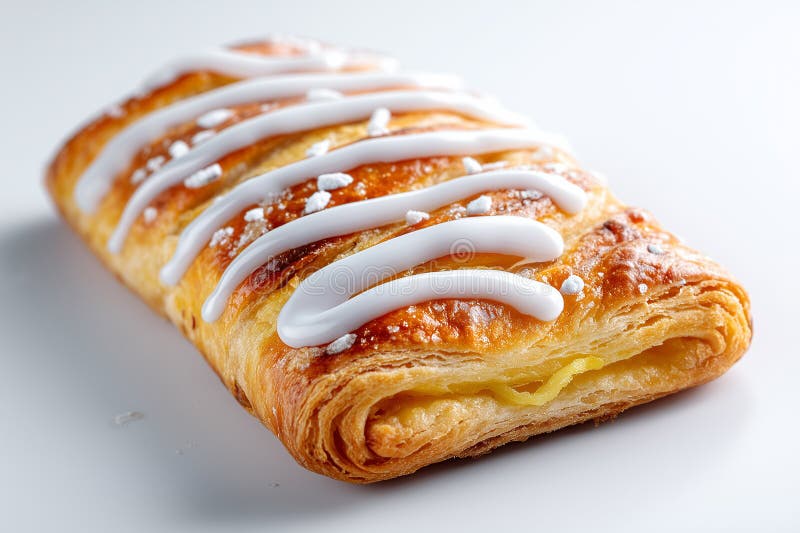 Minimalist Portrayal of Rectangular Danish Pastry with Flaking Layers ...