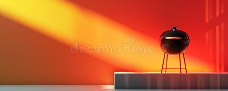 Minimalist Poster Featuring a Modern Barbecue Grill Against an Artistic ...