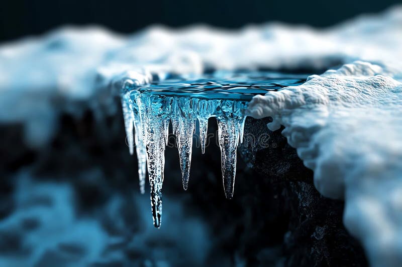 A Minimalist Poster of a Frozen Waterfall, with the Ice Cascading Down ...