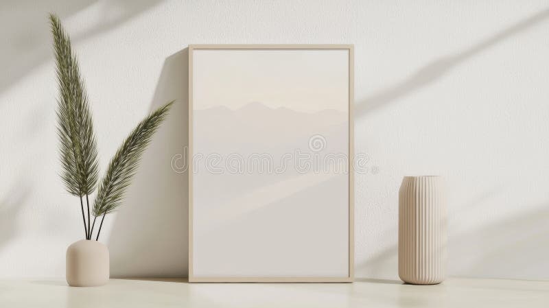 Minimalist Poster Mockup on Clean White Wall with Soft Shadows and ...