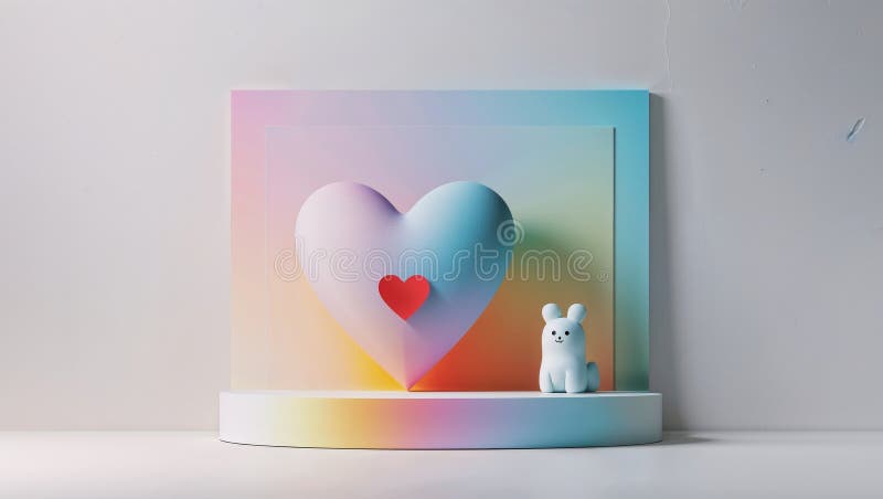 Minimalist Poster Mockup with Heart and Animal Design Stock Image ...