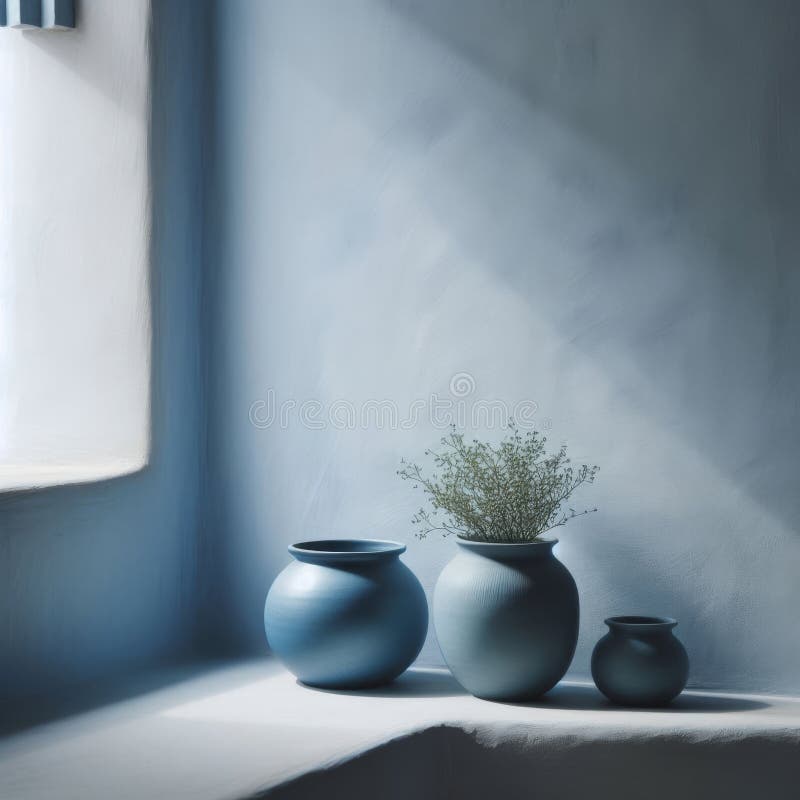 Minimalist Pottery in Complimentary Setting Blue Color Stock ...