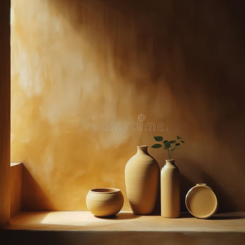Minimalist Pottery in Complimentary Setting Yellow Color Stock ...