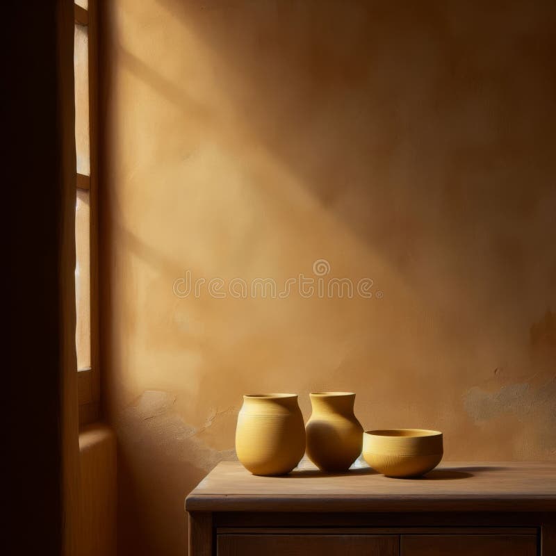 Minimalist Pottery in Complimentary Setting Yellow Color Stock ...