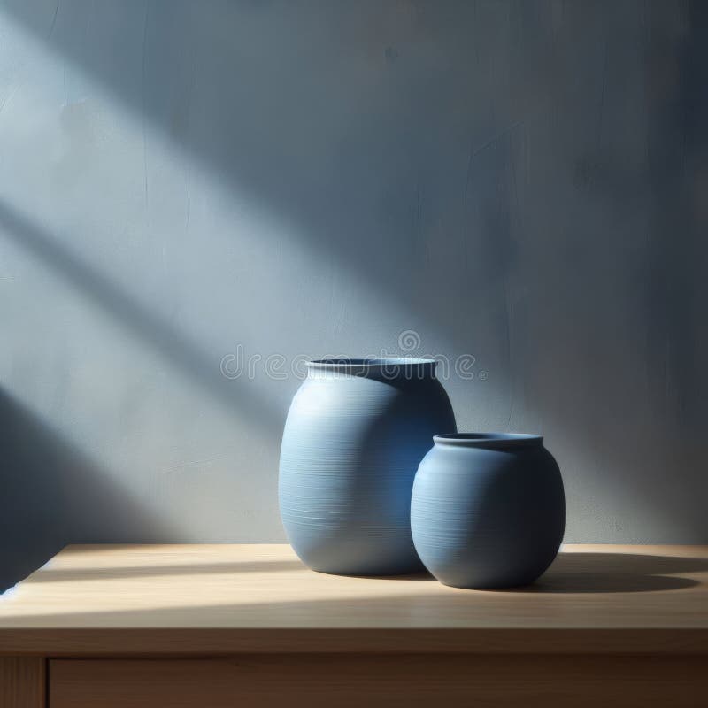 Minimalist Pottery in Complimentary Setting Blue Color Stock ...